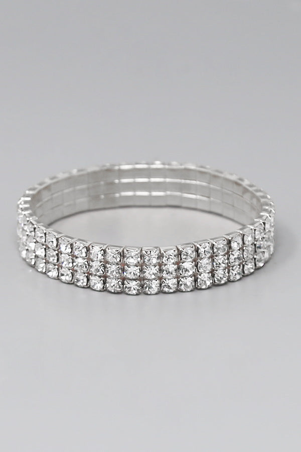 3 Row Rhinestone Pave Stretch Bracelet – US Jewelry House