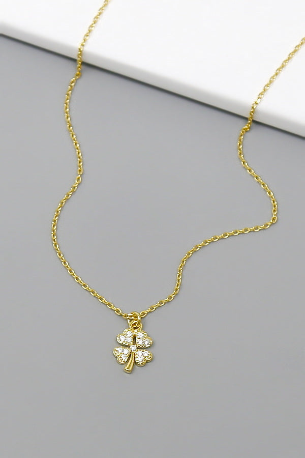 Shamrock CZ Pave Pendant 18K Gold Filled Chain Necklace – US Jewelry House