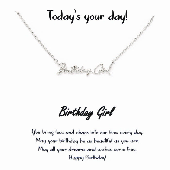 Tell Your Story: BIRTHDAY GIRL Script Short Chain Necklace – US Jewelry ...