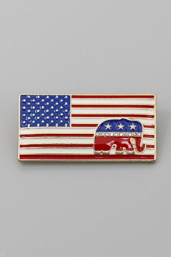 American Flag Republican Elephant Enamel Pin – US Jewelry House
