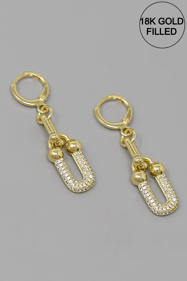 Hardware Link CZ Pave Gold Filled Dangle Earrings – US Jewelry House