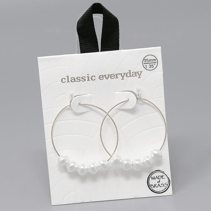 Sliding Pearl Bead Metal Hoop Earrings – US Jewelry House