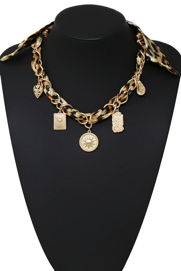 Multi Charm Chain Wrapped Silky Necklace – US Jewelry House