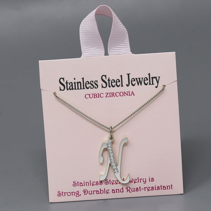 N Letter Pendant Stainless Steel Necklace – US Jewelry House