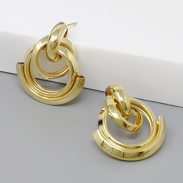Metal Interlocked Hoop Drop Earrings – US Jewelry House