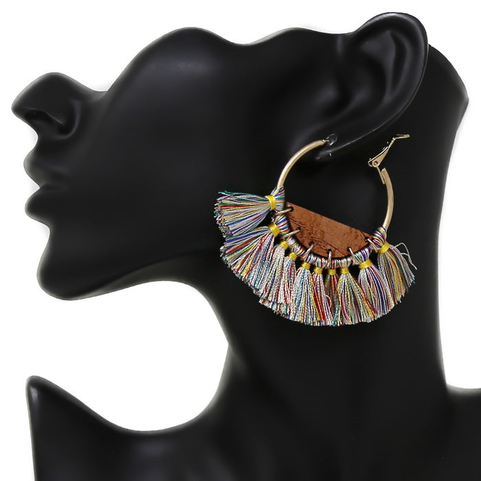 assel Fringe Wood Half Disc Hoop Earrings – US Jewelry House