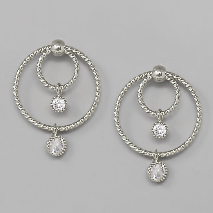 Sliding CZ Stone Gold Dipped Hoop Drop Earrings – US Jewelry House