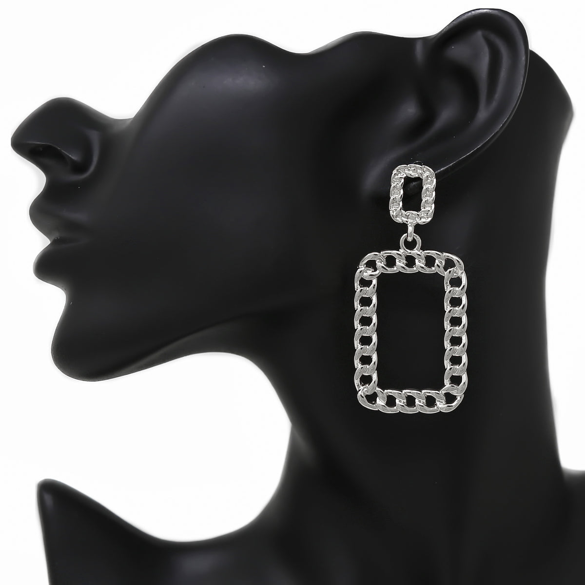 Curb Chain Rectangular Hoop Drop Earrings – US Jewelry House
