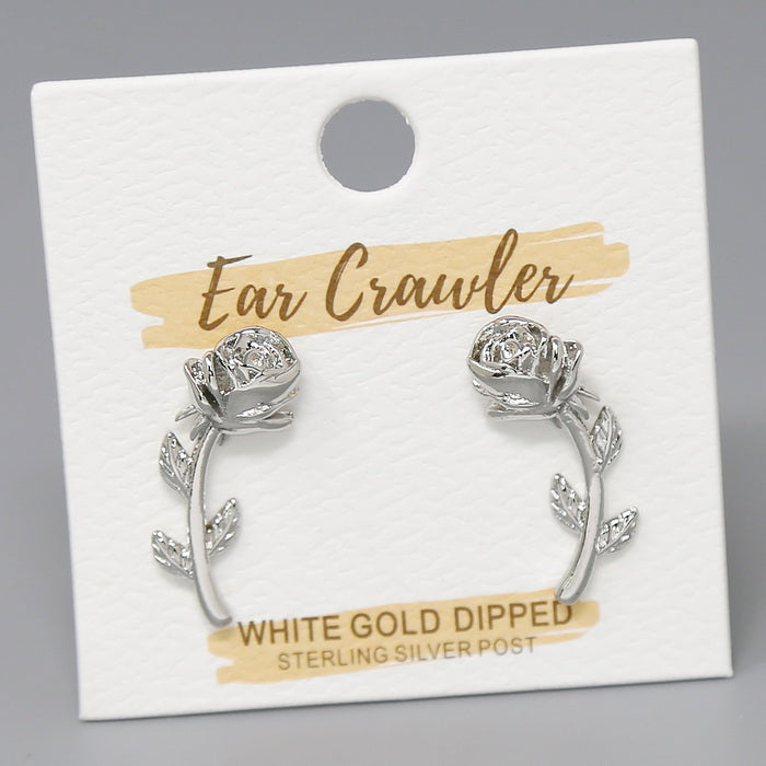 Rose Flower Gold Dipped Ear Crawlers – US Jewelry House